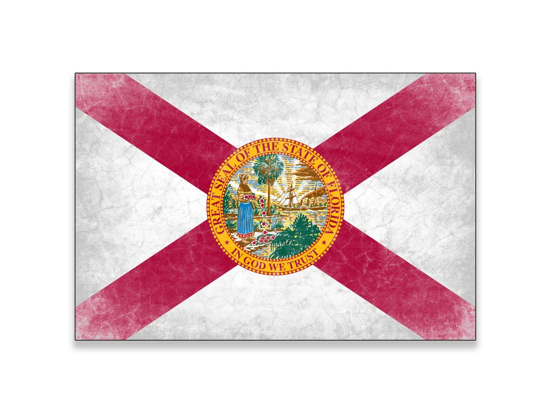 Florida Flag Rustic Faded Paint Style Printed Canvas on Wood Sign - Etsy
