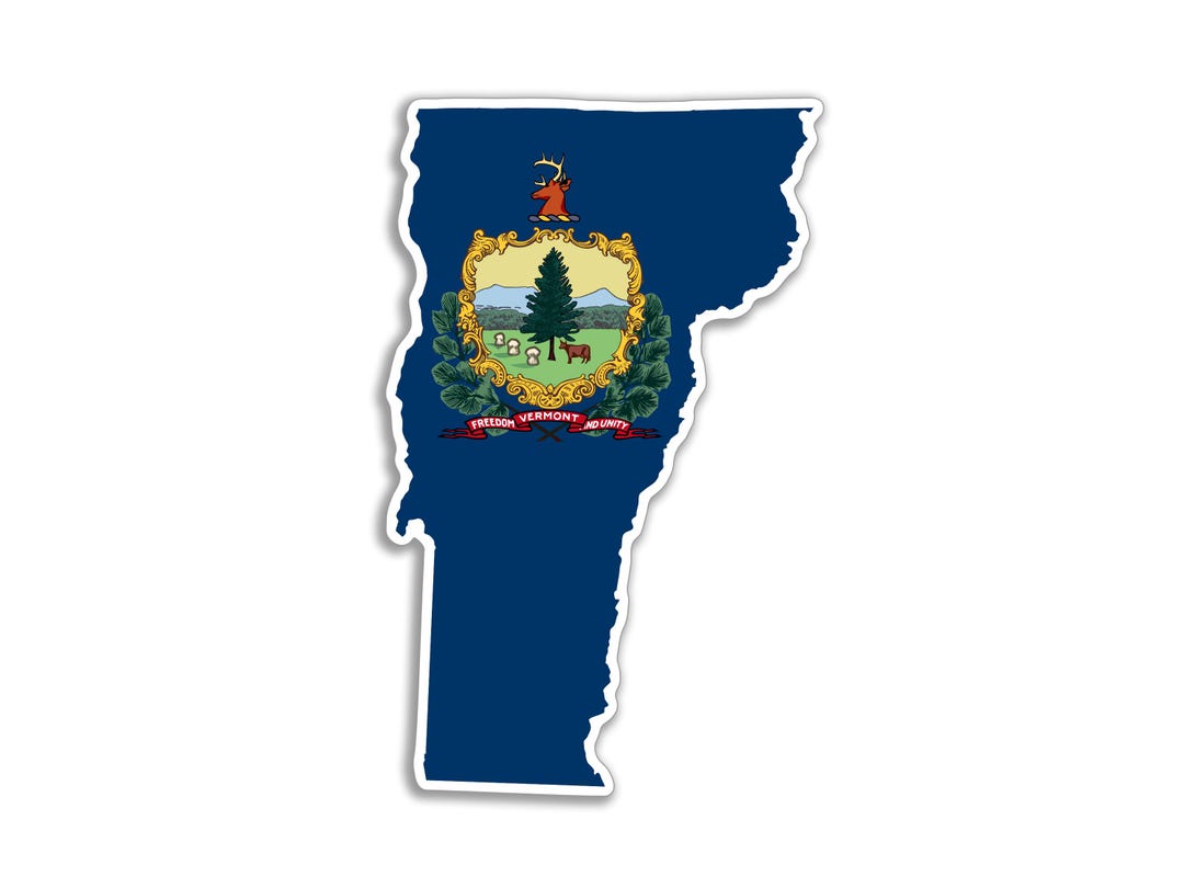 Vermont Sticker Flag State Flag Shape Printed Vinyl Decal Decals VT ...