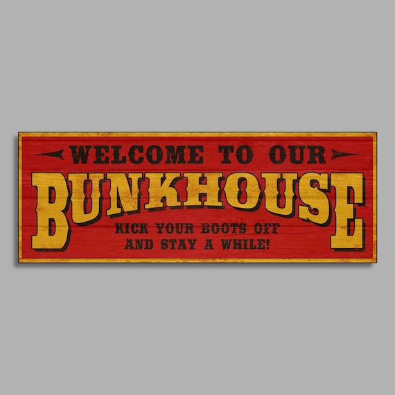 Bunkhouse Welcome Canvas on Wood Sign Wooden Home Wall Decor | Etsy