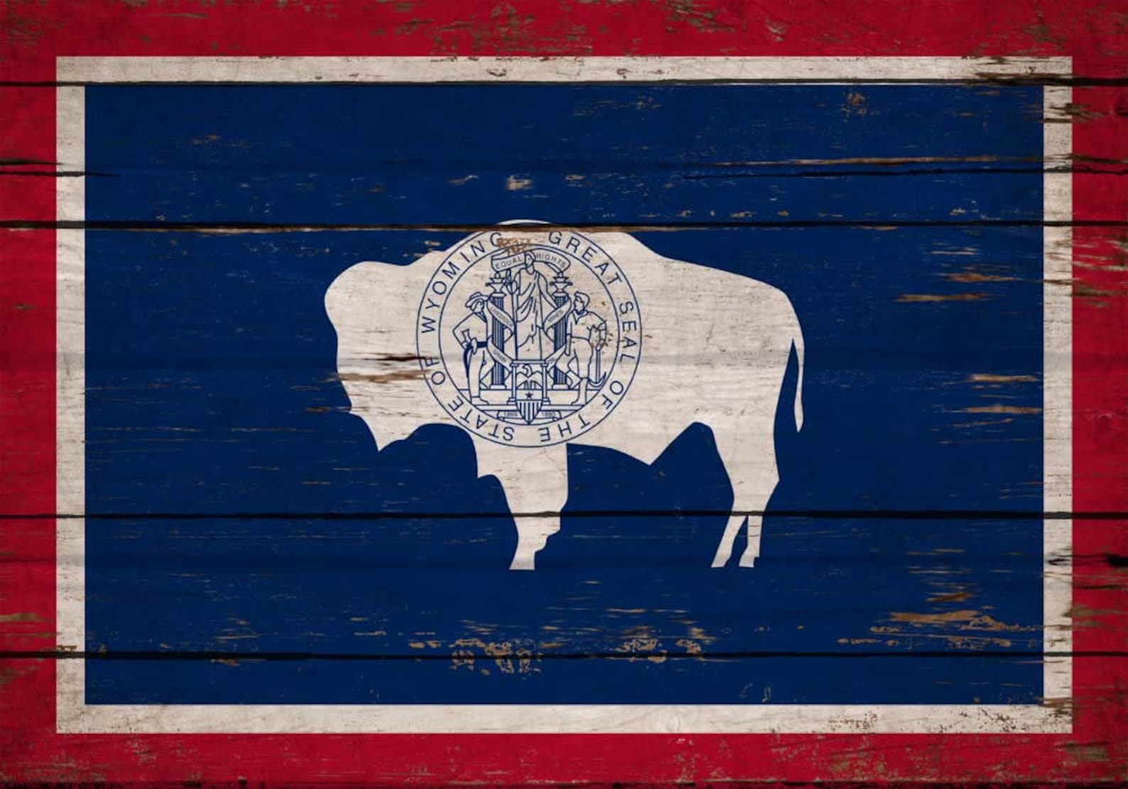 Wyoming Wood Flag Flags Rustic State Flags Wooden Handmade Printed ...