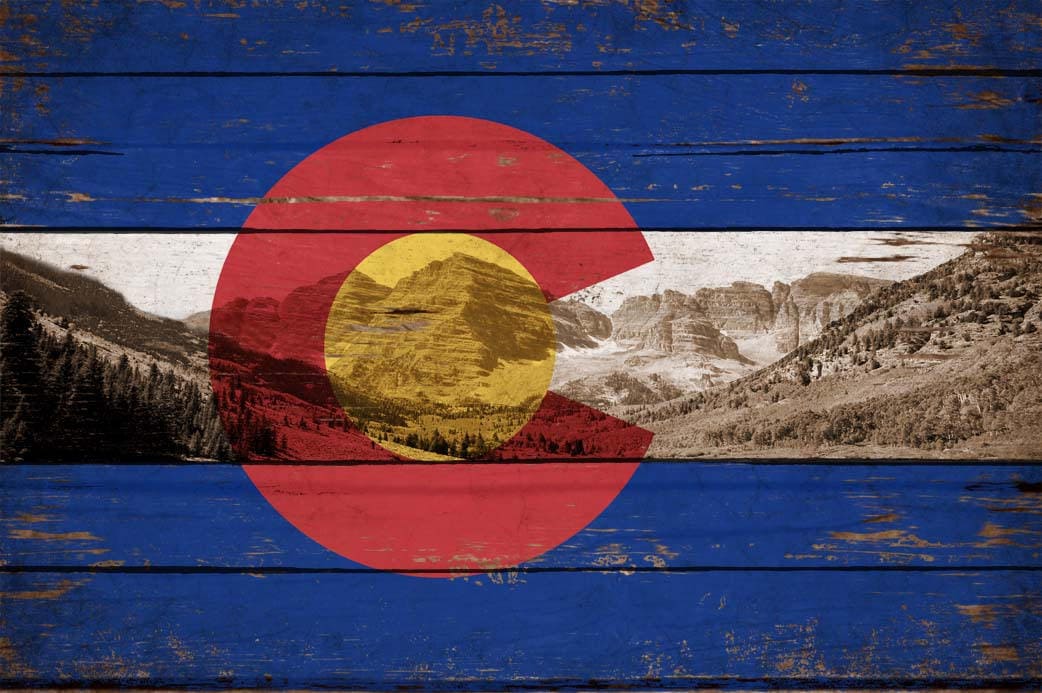 Colorado Mountains Canvas on Wood Flag Flags Rustic Flags | Etsy