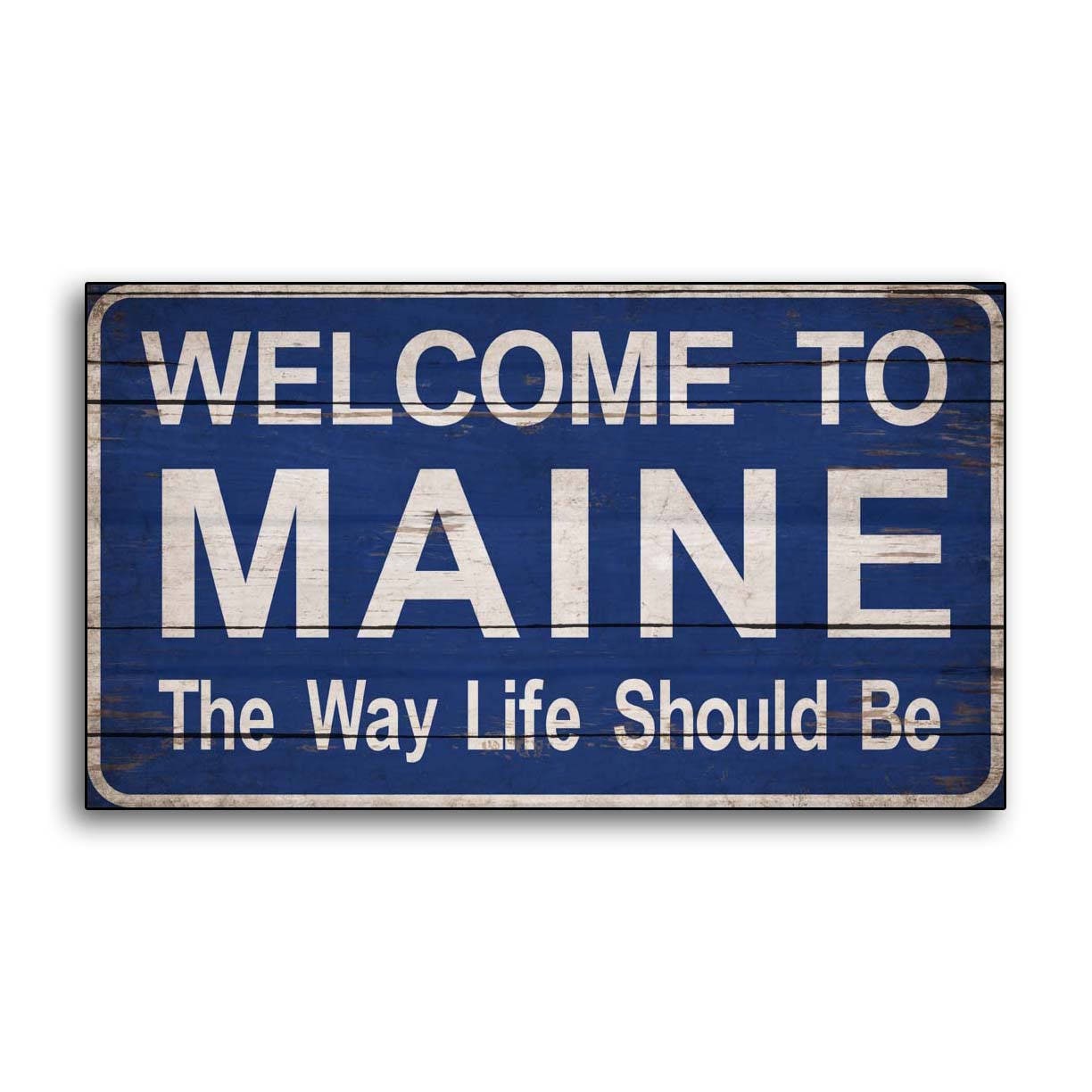 Welcome to Maine Welcome Sign Wood Rustic State Signs Wooden | Etsy