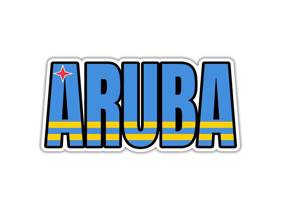 Aruba Sticker Word Art Island Flag Shape Printed Vinyl Decal Decals ...