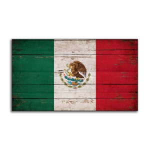 Mexico Flag Bandera De México Canvas Print Wood Flag Flags Rustic Flags ...