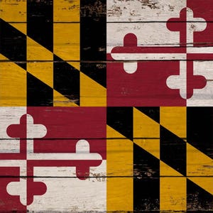 Maryland Wood Flag Flags Rustic Flags Wooden Handmade Canvas Sign ...