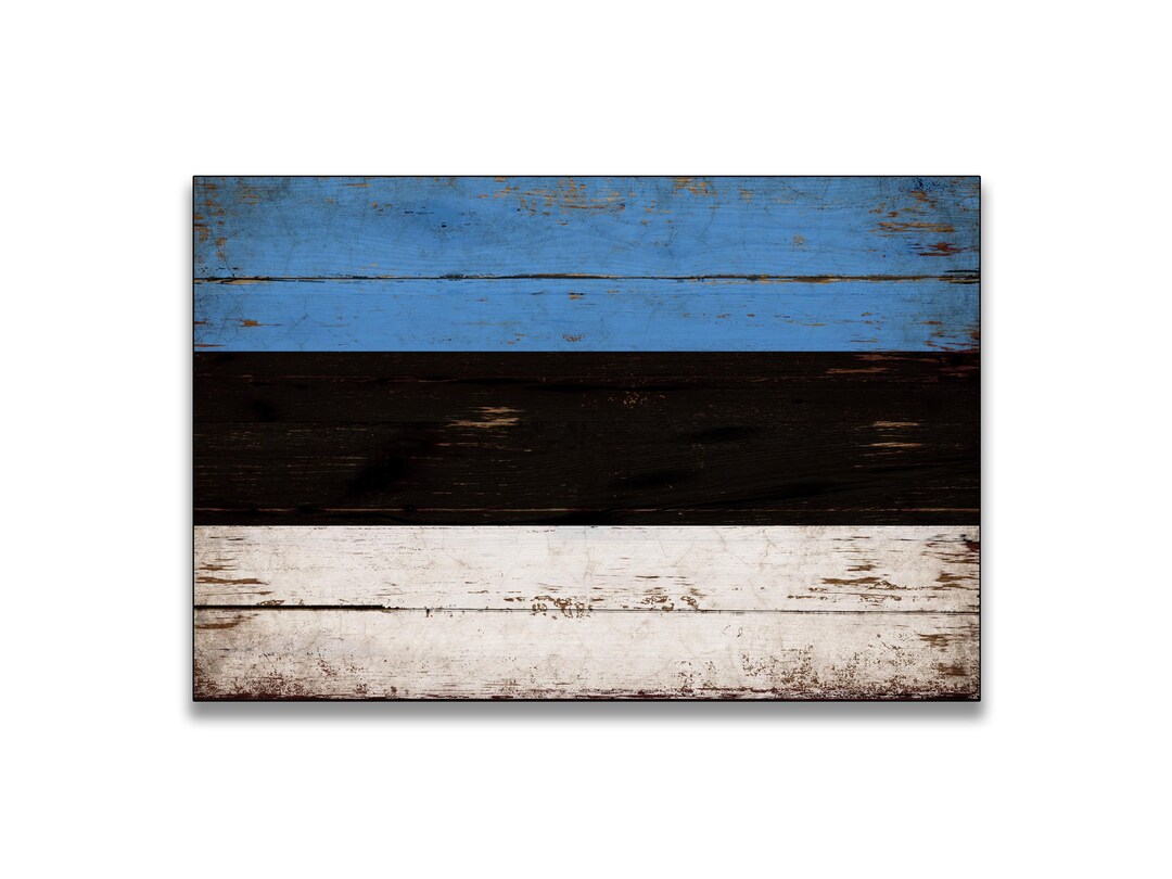 Estonia Printed Canvas on Wood Flag Sign Estonian Flags Wooden Home ...