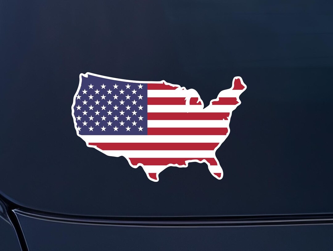 USA Flag Shape Sticker Art Printed Vinyl Decal Decals United Sates ...