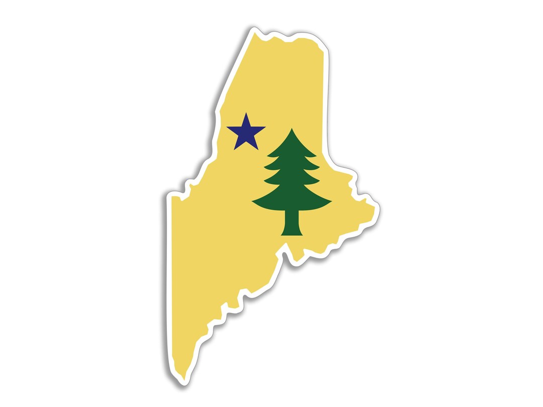 Maine 1901 Sticker Flag State Flag Shape Printed Vinyl Decal Decals ME ...