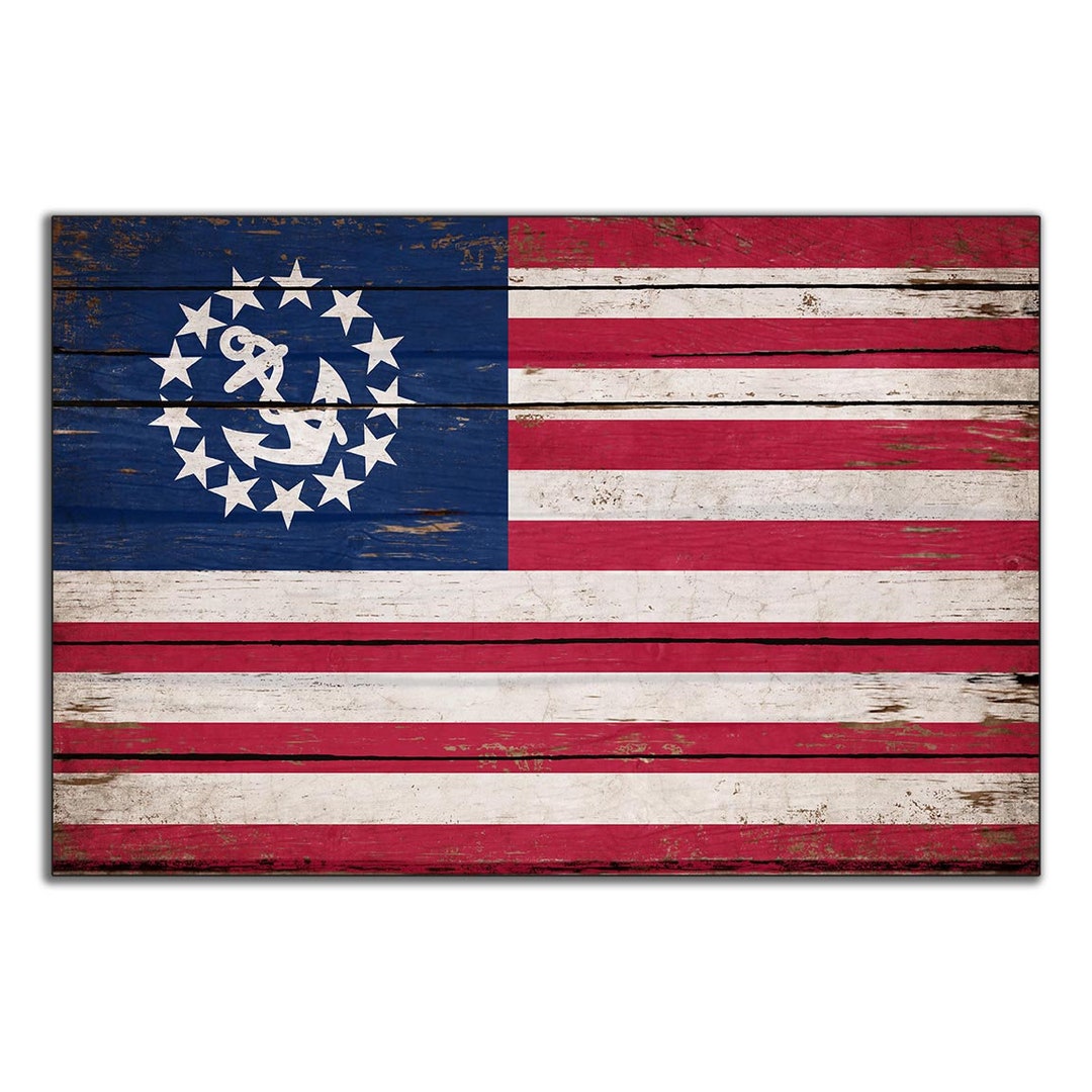 U.S. Yacht Flag Wood Flags Rustic Flags Wooden Handmade Sign Decor Sign ...