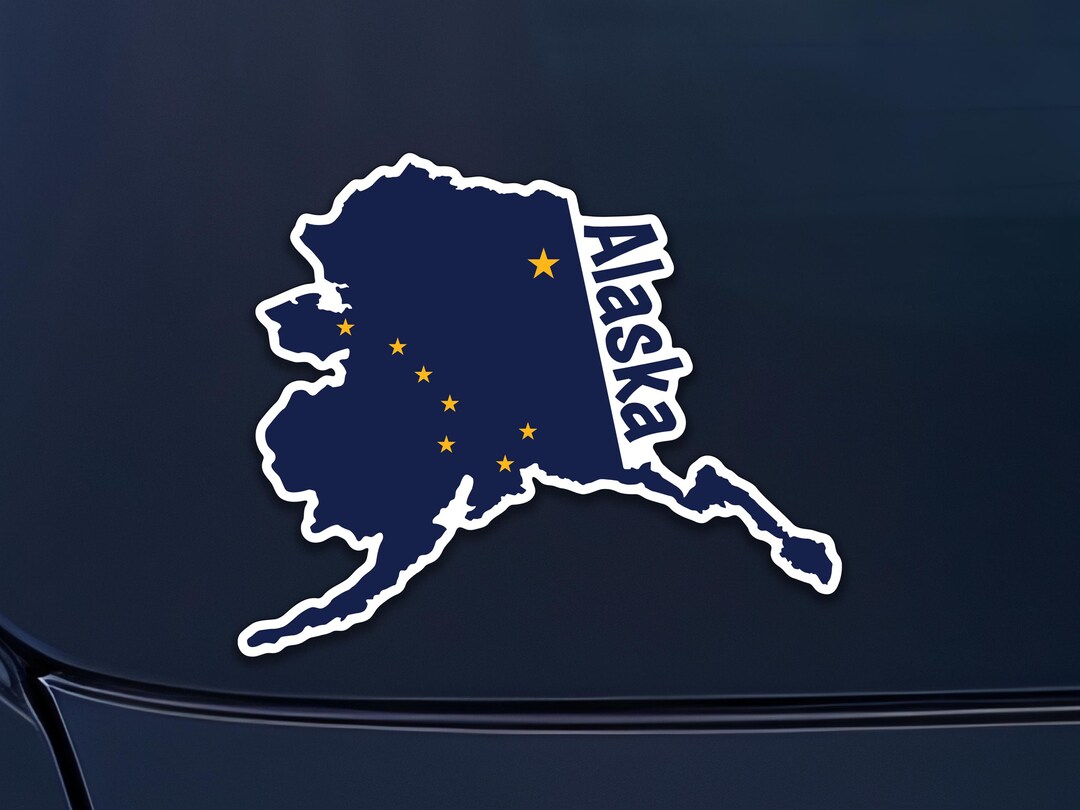 Alaska Sticker State Flag Shape and Name Art Printed Vinyl Decal Decals ...