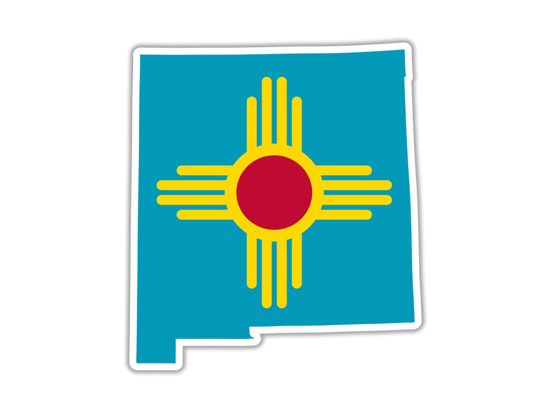 Zia Red Sun Symbol Flag New Mexico Sticker State Shape Printed Vinyl ...