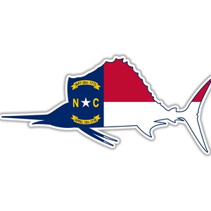 North Carolina Sailfish Sticker Flag State Flag Shape Printed Vinyl ...
