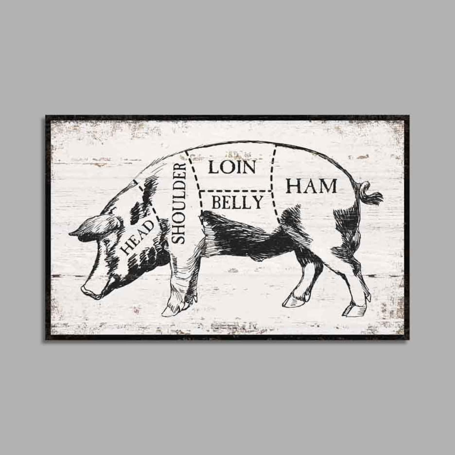 Pig Butcher Shop Chart Wood Sign Wooden Hog Pork Wood Print - Etsy