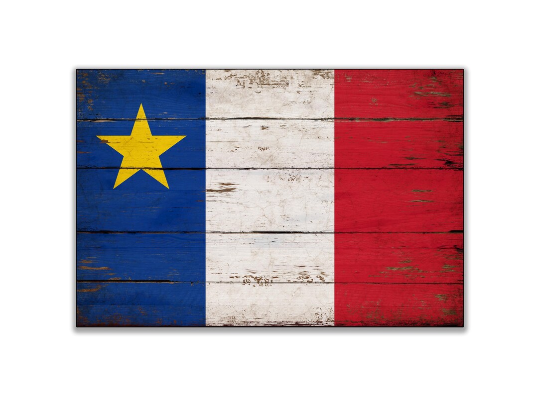 Acadia Flag Plaque Rustic Canvas Print Mounted to Wood Wall Decor ...