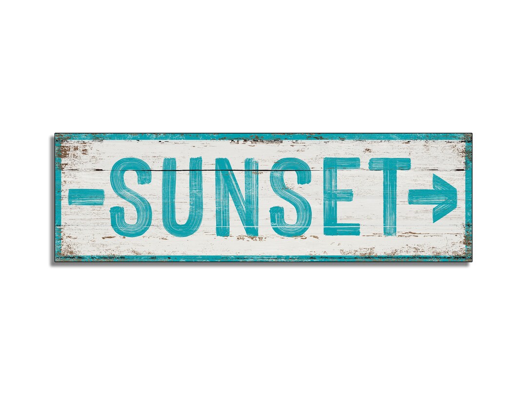 Sunset Arrow Wooden Canvas Mounted Sign Wood Wooden Print Decor Wall ...