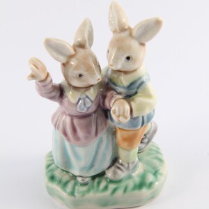 Porcelain Rabbits Figurine, Vintage Rabbit Ornament, Dancing Rabbits ...