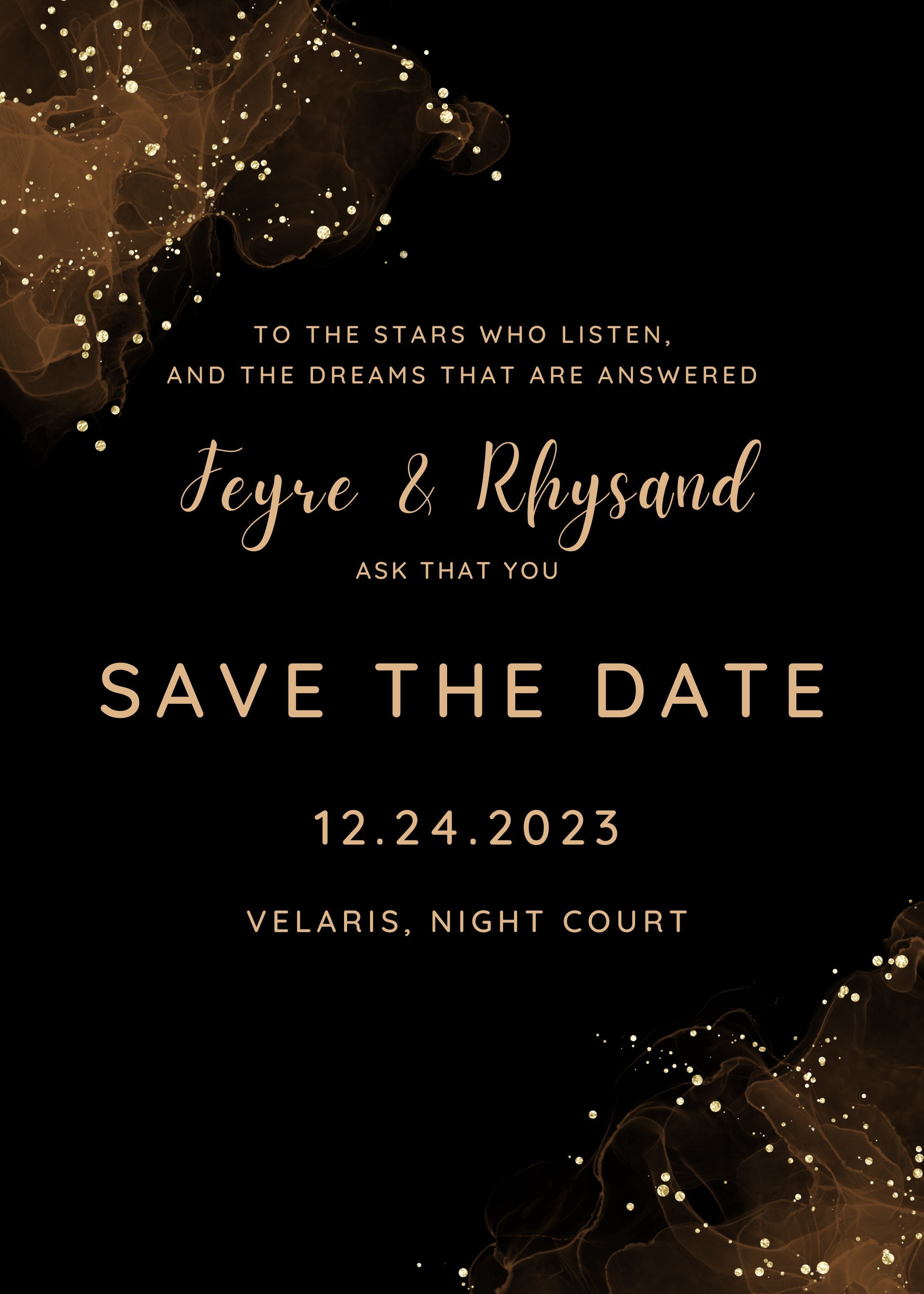 Starfall ACOTAR Inspired Save the Date Card Template 5x7, Wedding ...