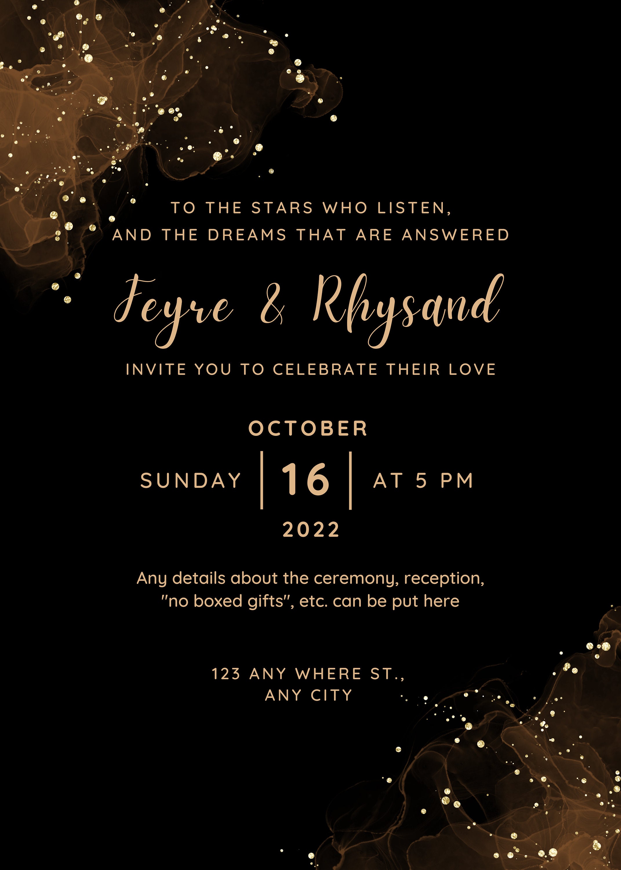 Starfall ACOTAR Inspired Party Invitations: Wedding Bridal - Etsy