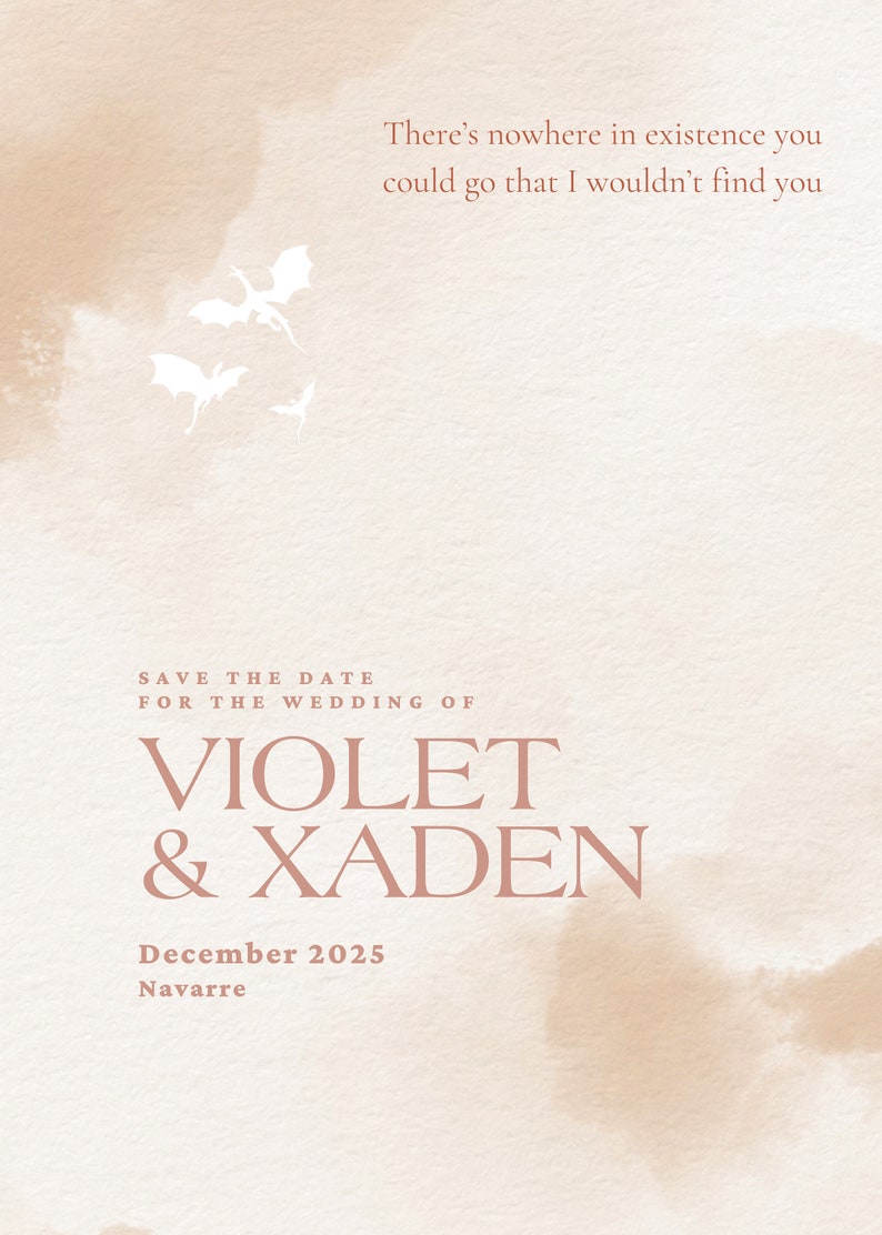 Fourth Wing Inspired Save the Date: Wedding, Bridal Shower, Party ...