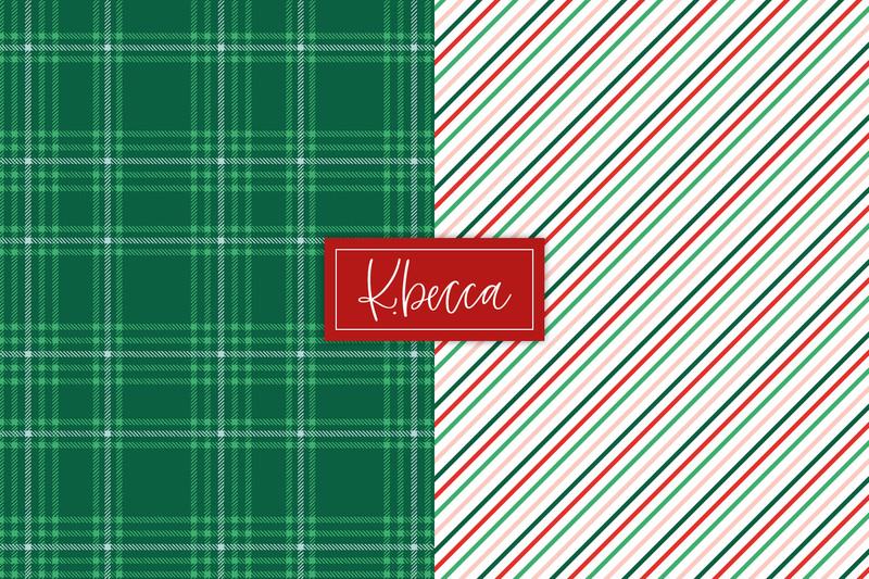 Christmas Digital Paper Set, Red and Green Christmas Patterns, Seamless ...