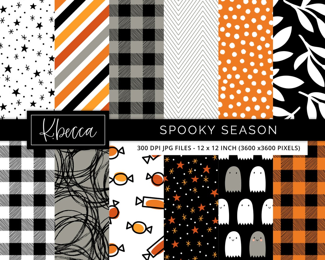 Halloween Digital Papers, Orange and Black Digital Papers, Seamless ...