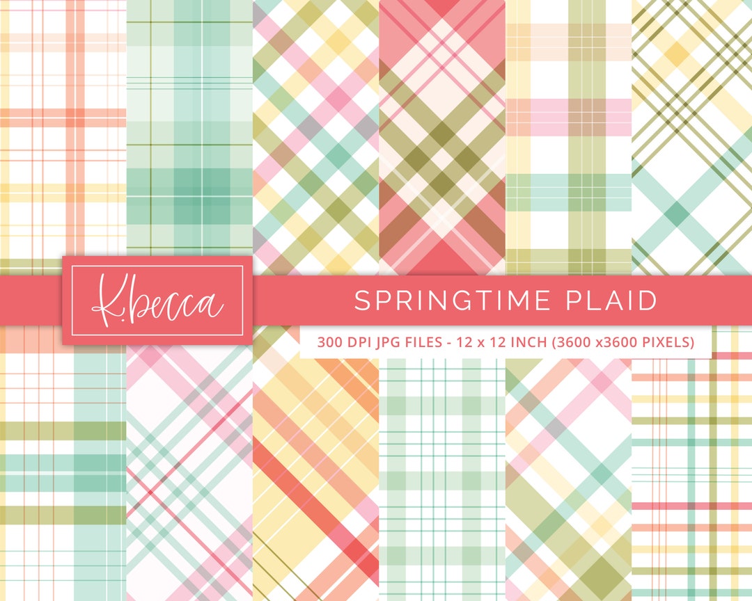 Spring Plaid Digital Paper, Easter Plaid Seamless Digital Paper, Pastel ...