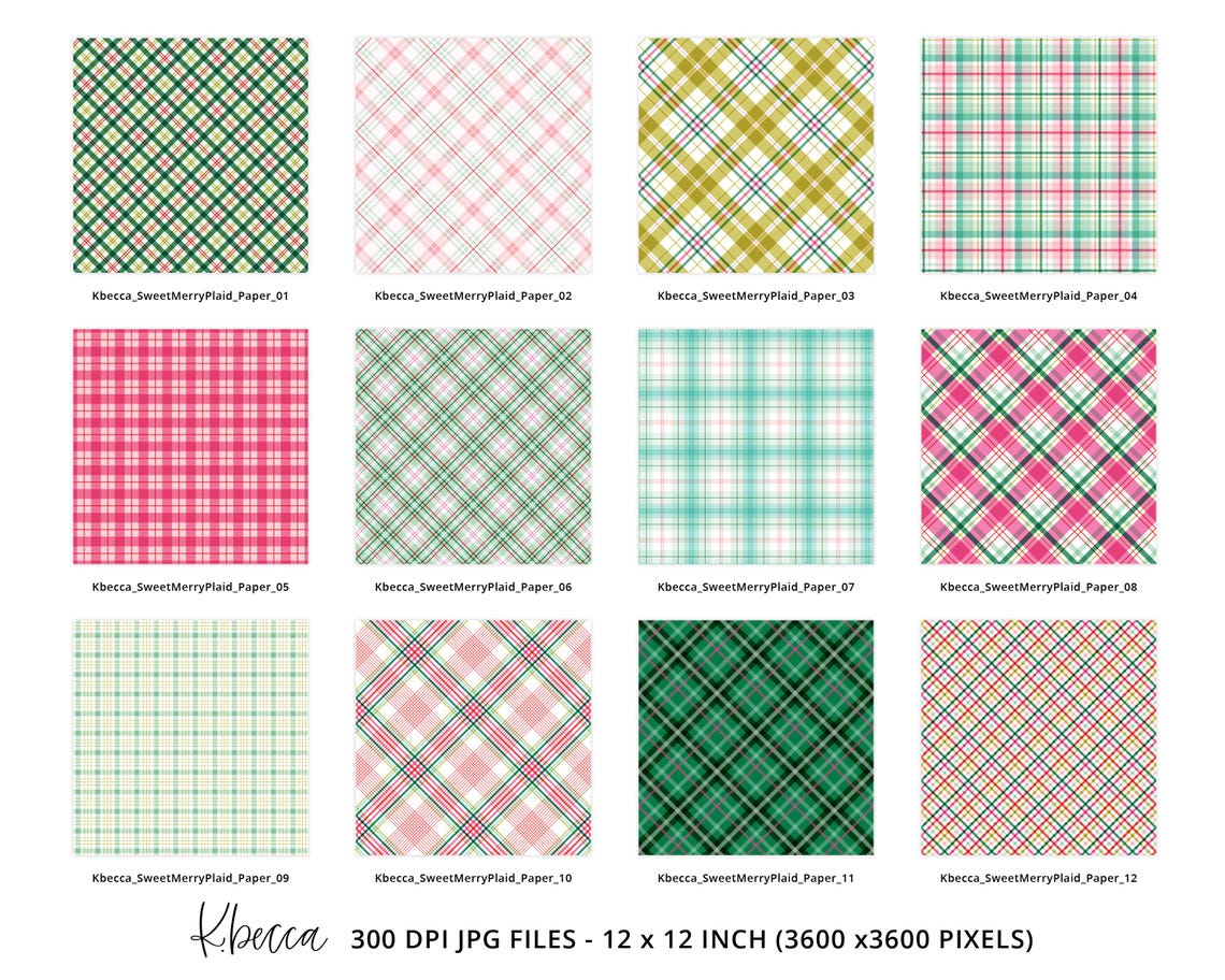 Christmas Plaid Digital Paper, Digital Christmas Plaids, Seamless ...