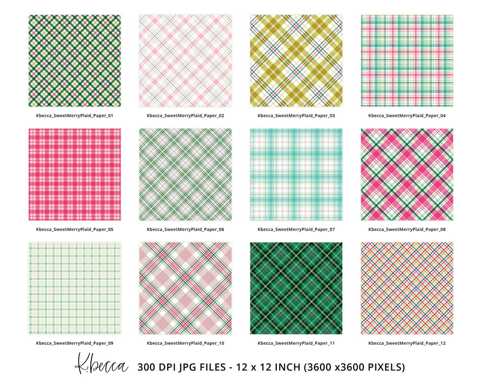 Christmas Plaid Digital Paper, Digital Christmas Plaids, Seamless ...