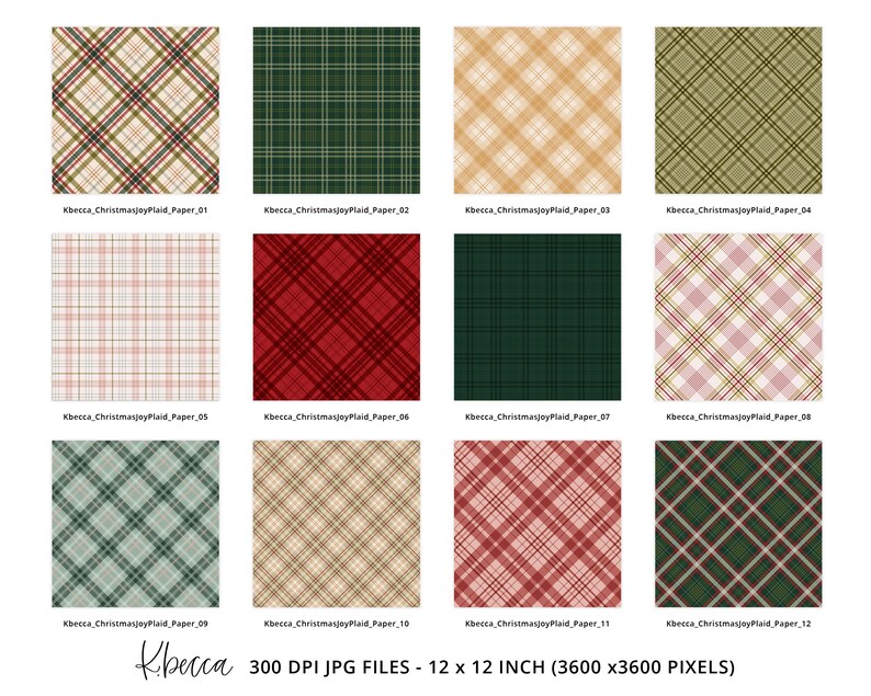 Christmas Plaid Digital Paper, Digital Christmas Plaids, Seamless ...