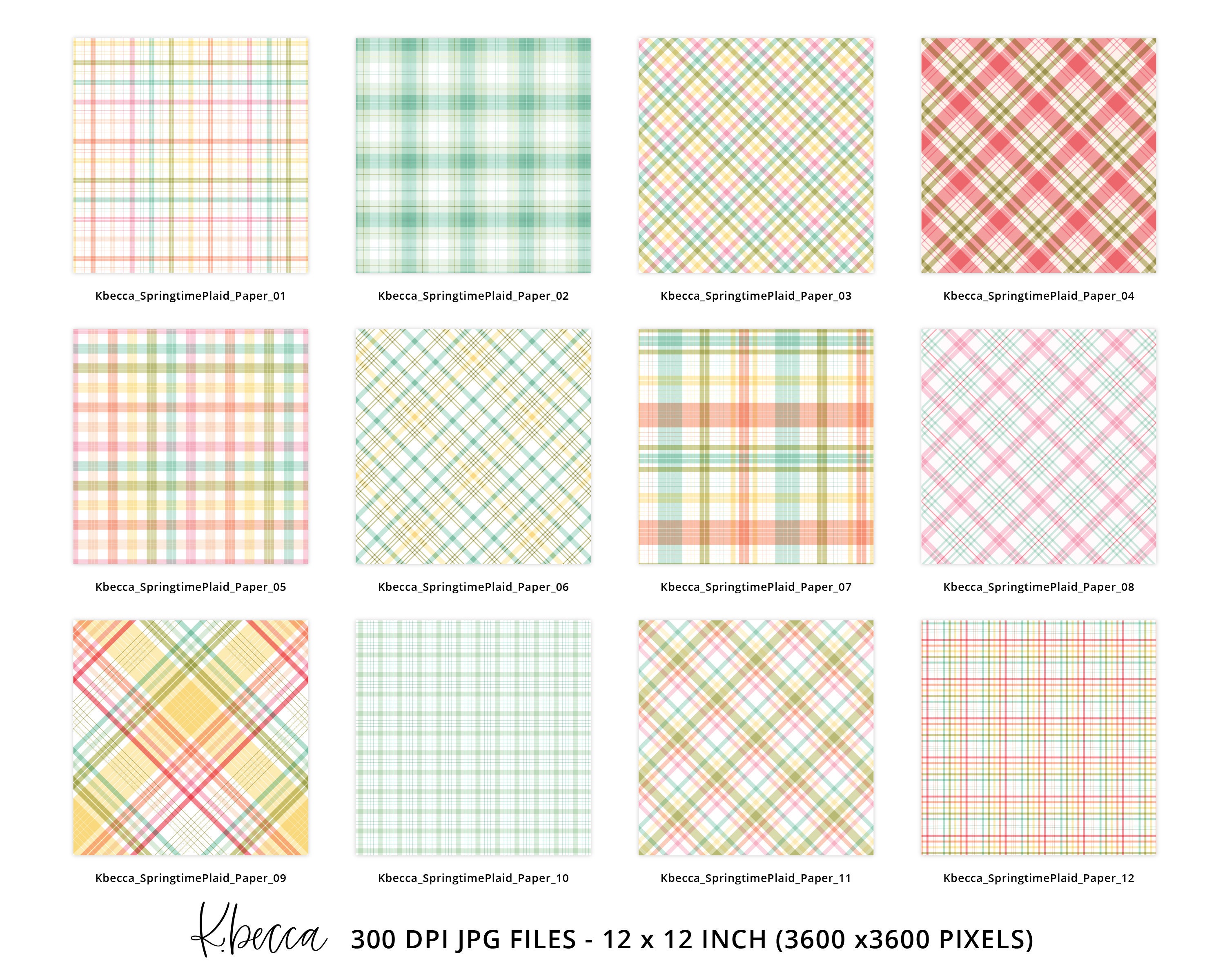 Spring Plaid Digital Paper, Easter Plaid Seamless Digital Paper, Pastel ...