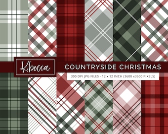 Christmas Plaid Digital Paper, Digital Christmas Plaids, Seamless ...