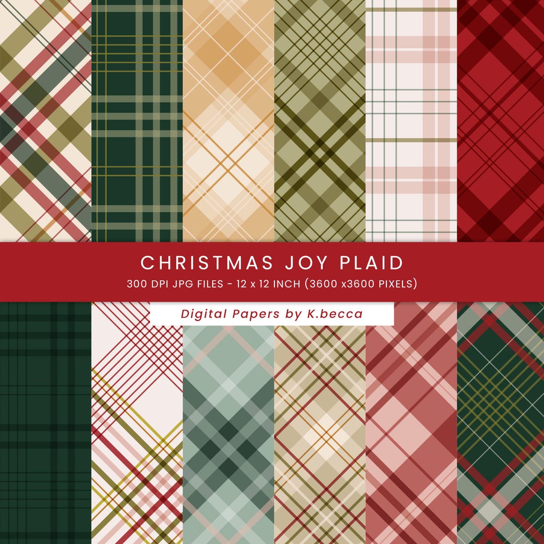 Christmas Plaid Digital Paper, Digital Christmas Plaids, Seamless ...