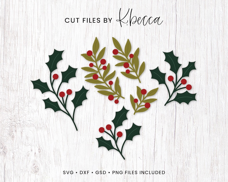 Holly SVG, Leaves Berries SVG, Christmas Greenery Cut Files, Holly ...