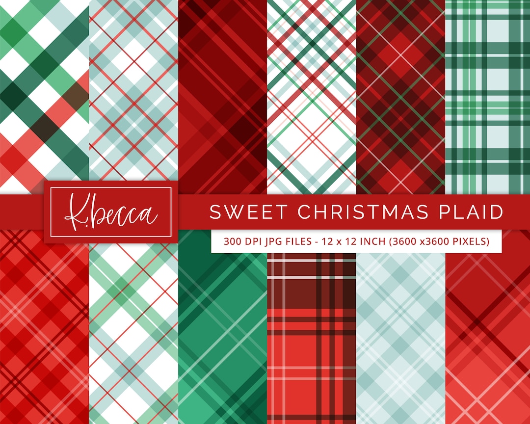 Christmas Plaid Digital Paper, Digital Christmas Plaids, Seamless ...