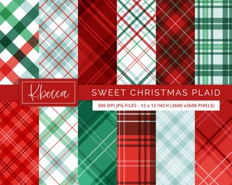 Christmas Plaid Digital Paper, Digital Christmas Plaids, Seamless ...