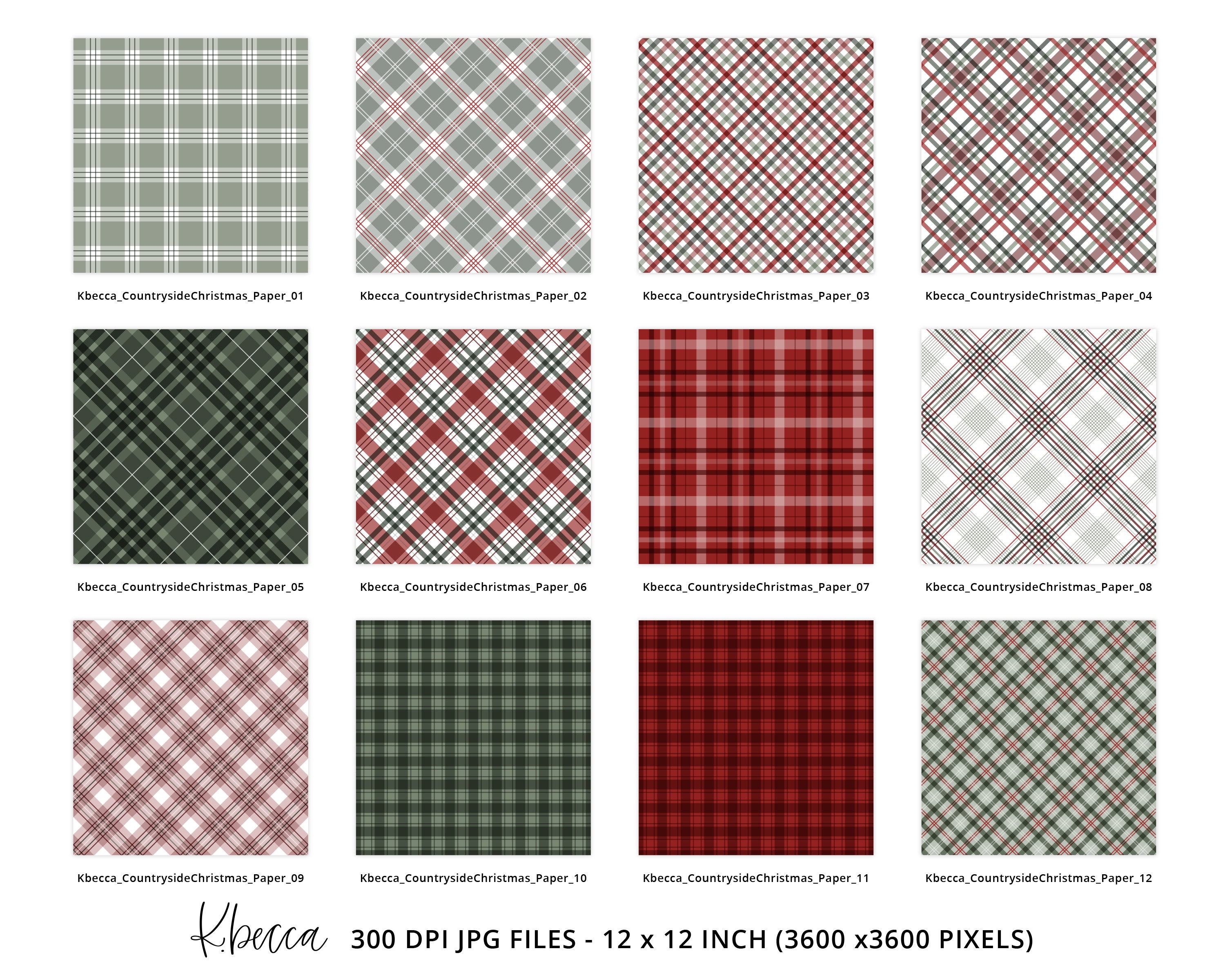 Christmas Plaid Digital Paper, Digital Christmas Plaids, Seamless ...