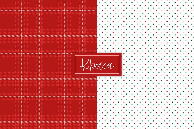 Christmas Digital Paper Set, Red and Green Christmas Patterns, Seamless ...