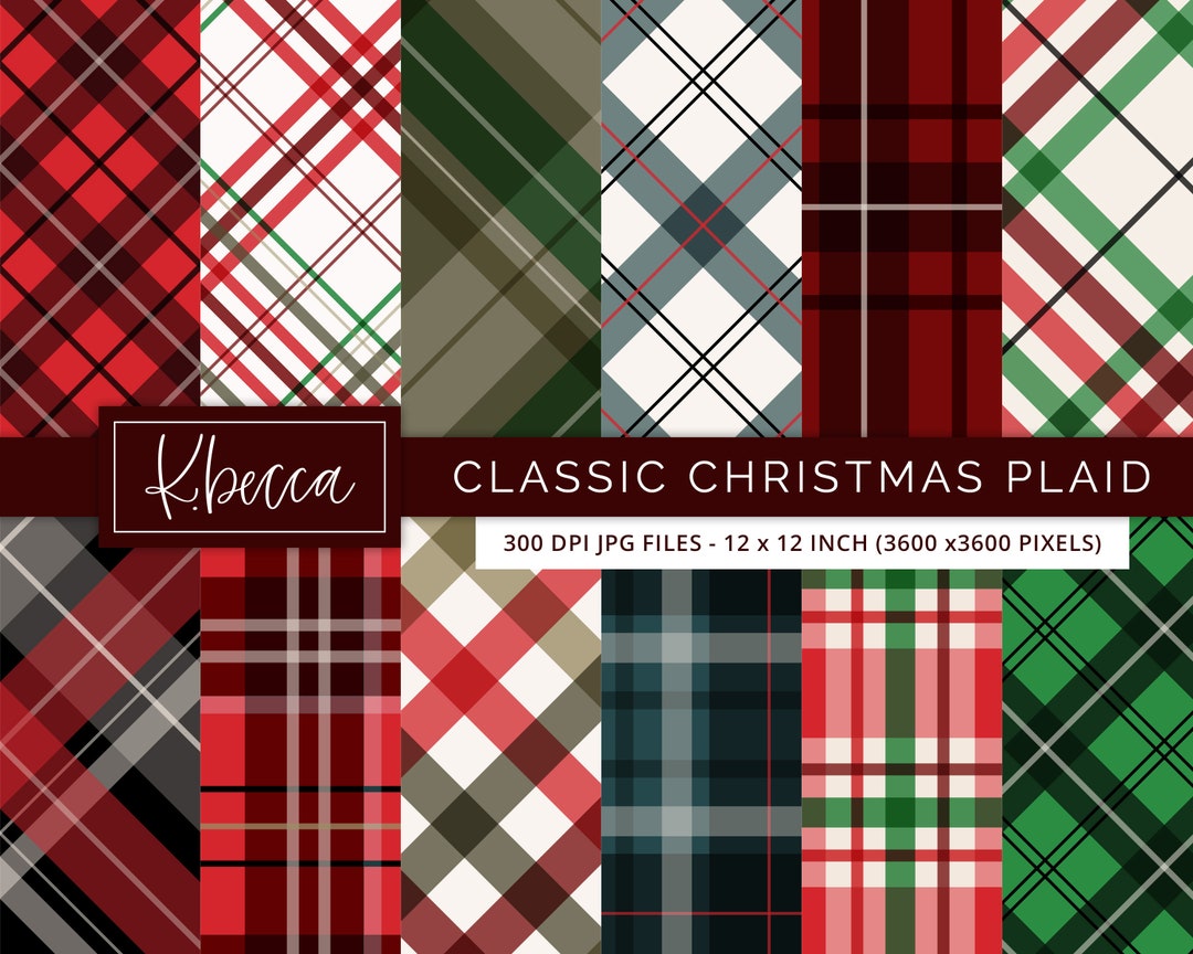 Christmas Plaid Digital Paper, Digital Christmas Plaids, Seamless ...