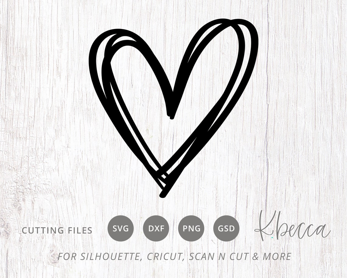 Sketched Heart SVG, Heart SVG, Valentine SVG Heart, Valentines Day Cut File, Sketch Heart Cut ...