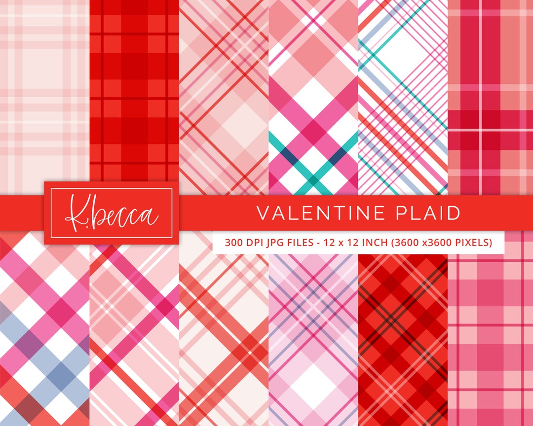 Valentine Plaid Seamless Digital Paper, Valentine's Day Plaid, Plaid ...