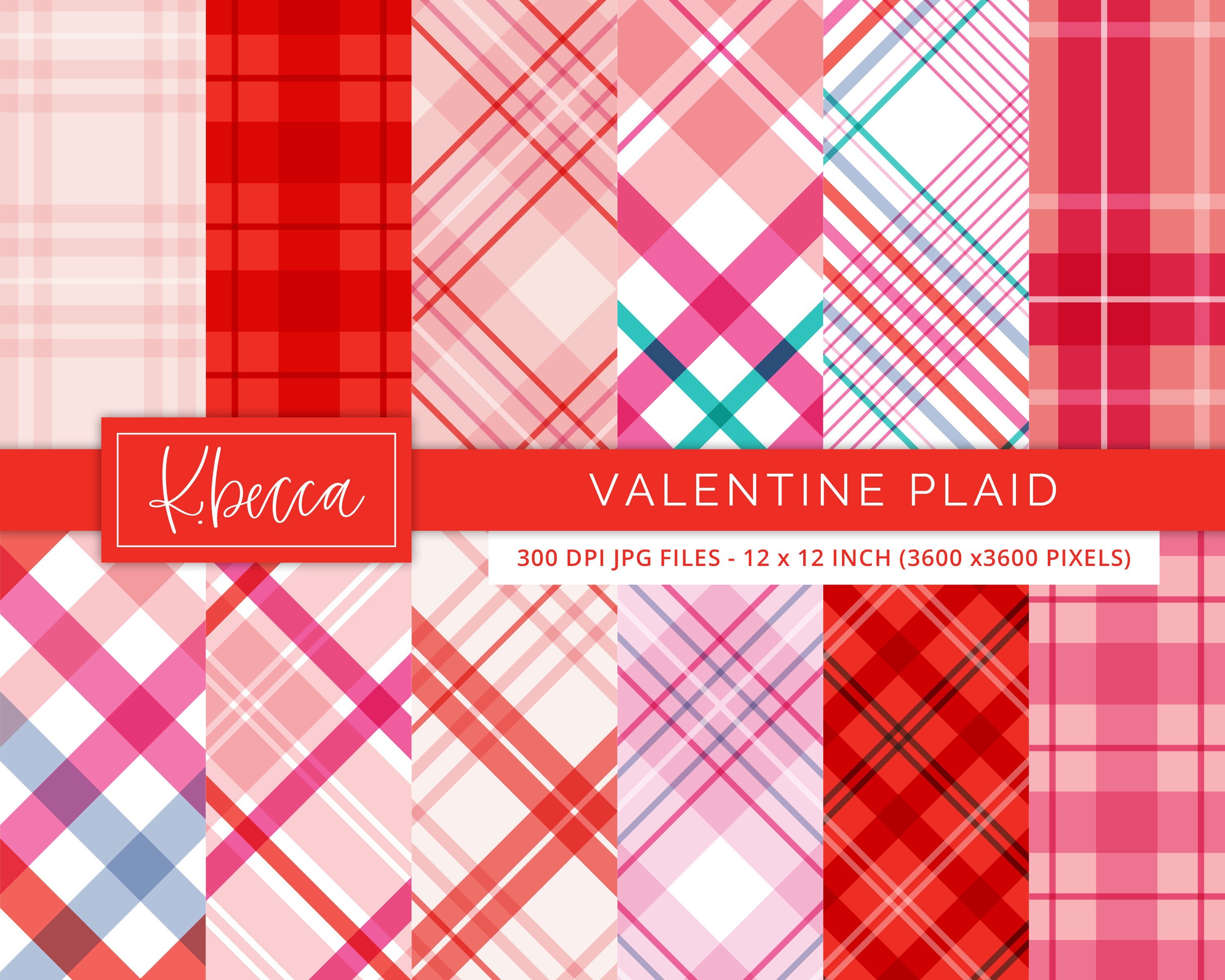 Valentine Plaid Seamless Digital Paper, Valentine's Day Plaid, Plaid ...