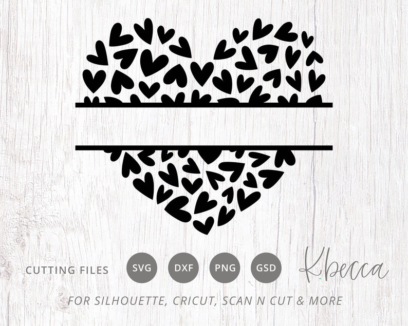 Heart Monogram SVG, Heart Split Monogram SVG, Split Monogram Cut File ...