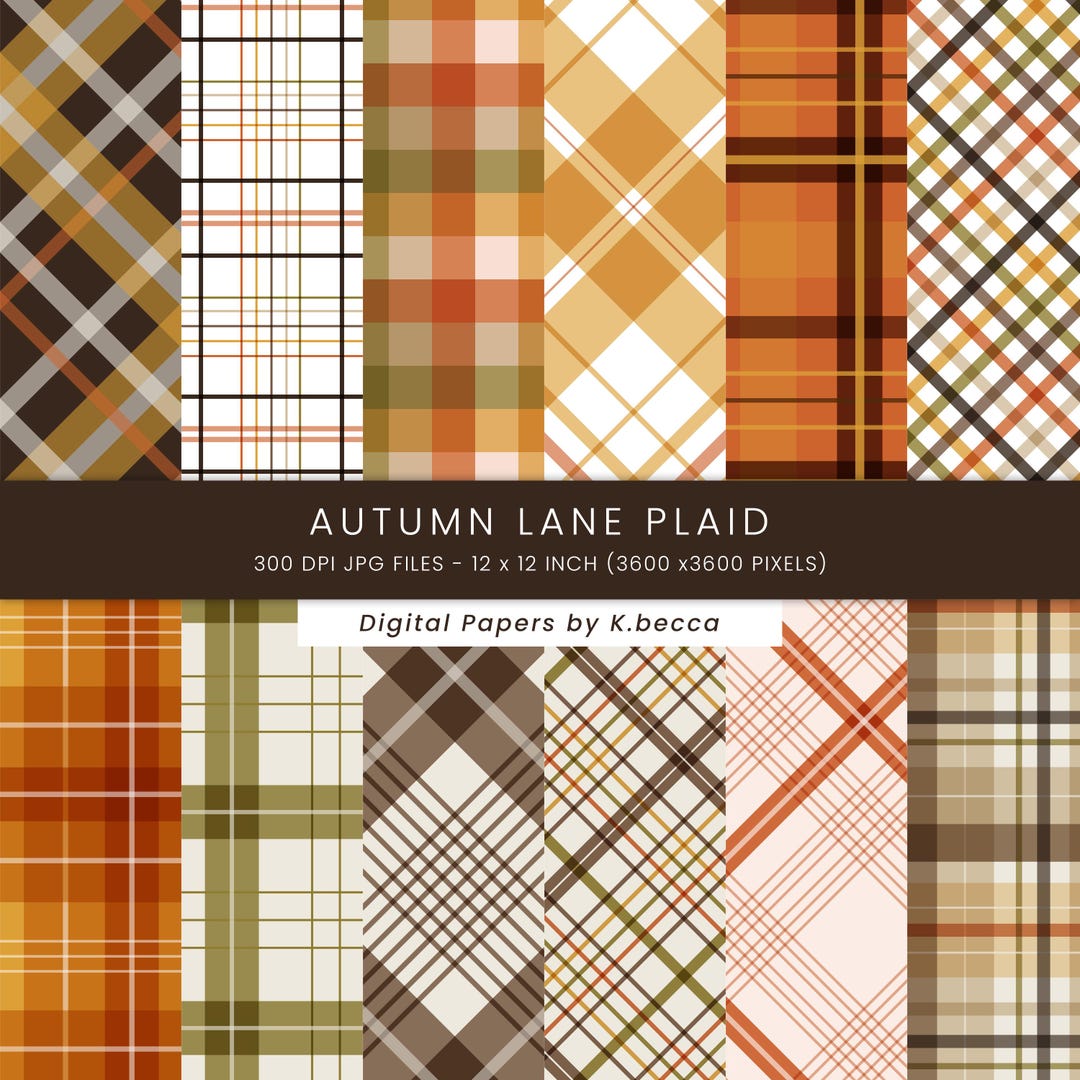 Fall Plaid Digital Papers, Autumn Plaid Digital Patterns, Seamless ...