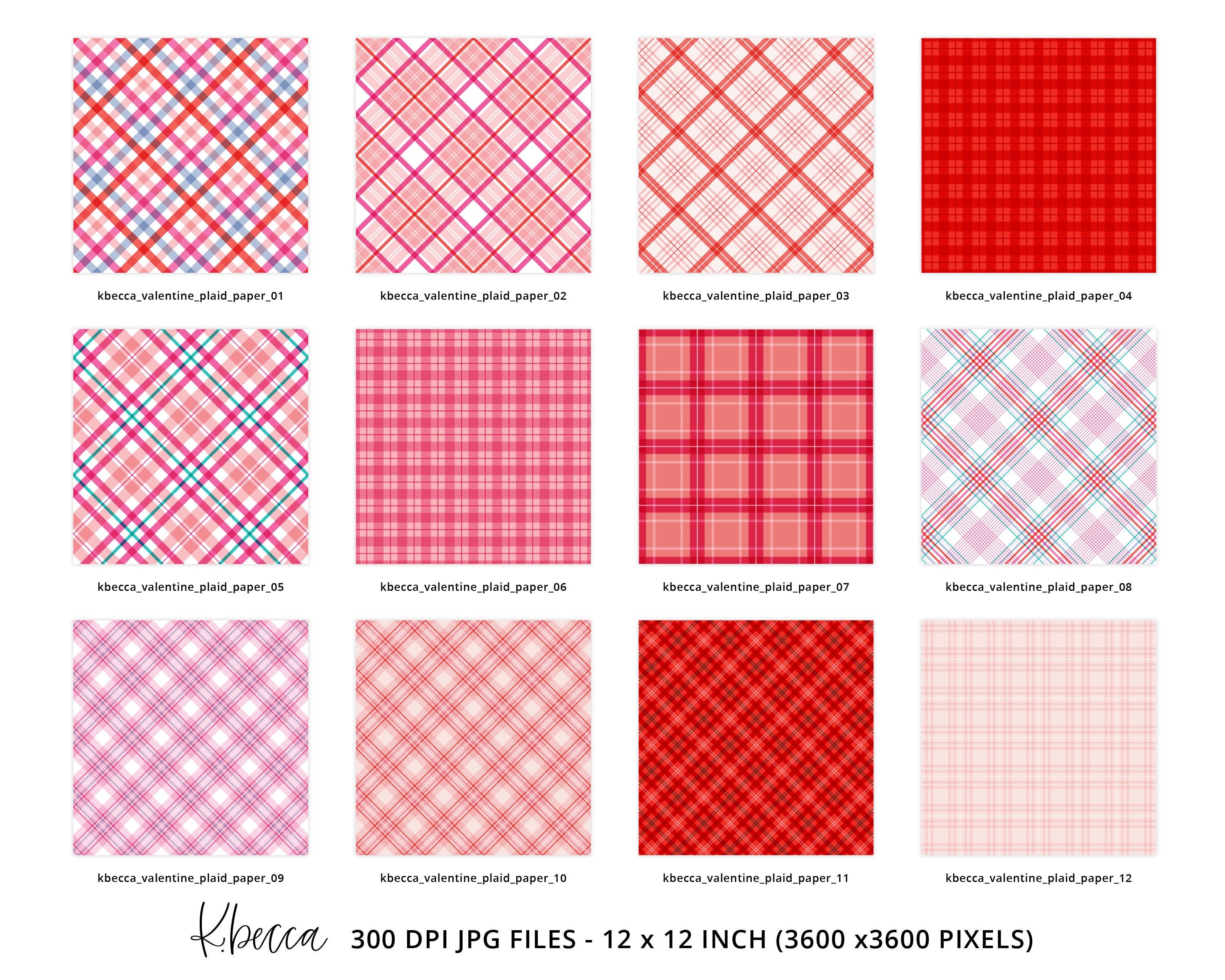 Valentine Plaid Seamless Digital Paper, Valentine's Day Plaid, Plaid ...