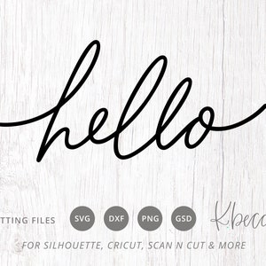 Hello SVG, Hello Script SVG, Hello Cut File for Cardmaking, Hand ...