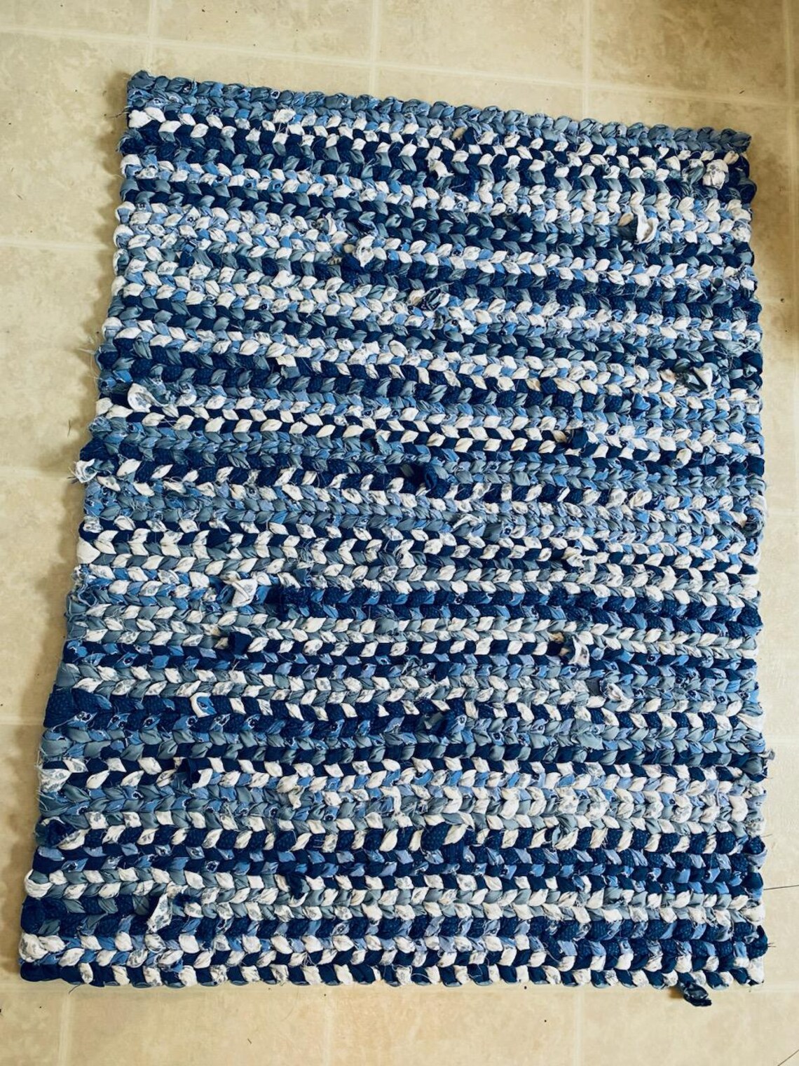 34x26 Blue Twined Rag Rug - Etsy