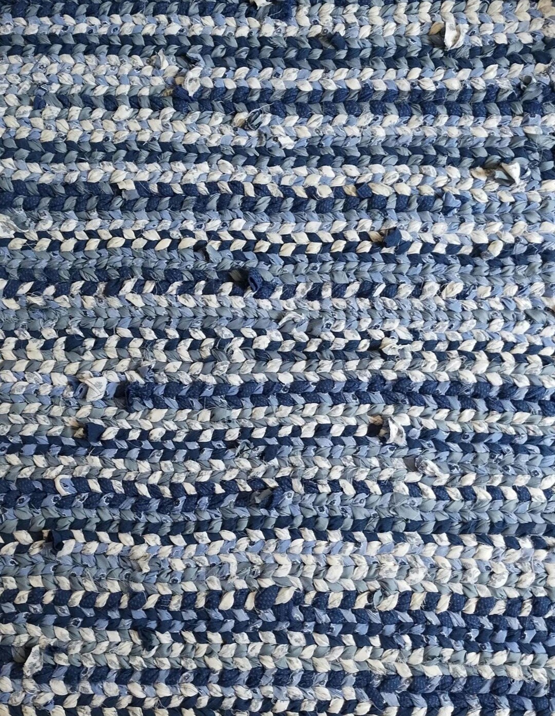 34"x26" Blue Twined Rag Rug Upcycled Handmade - Etsy