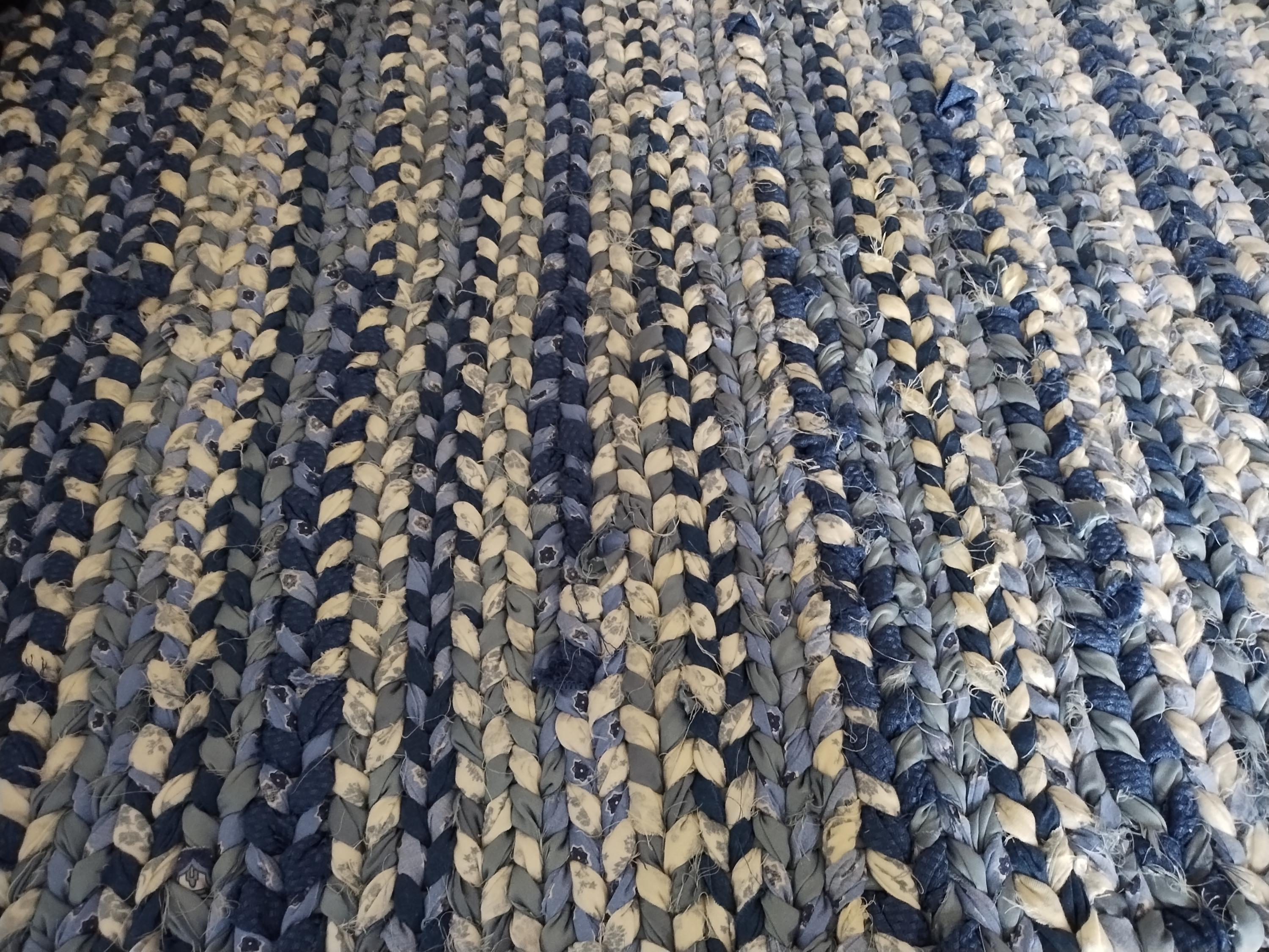 34"x26" Blue Twined Rag Rug Upcycled Handmade - Etsy