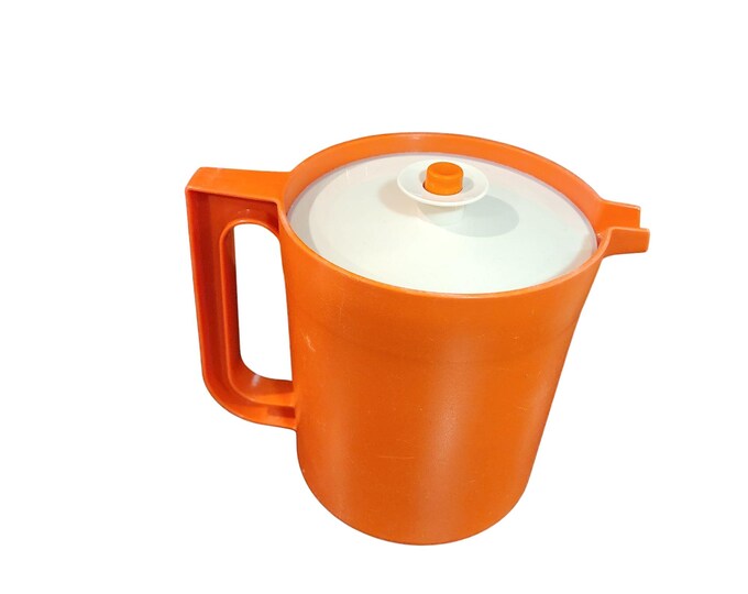 Vintage Tupperware Orange Pitcher With Lid 1 Quart Plastic Jug ...