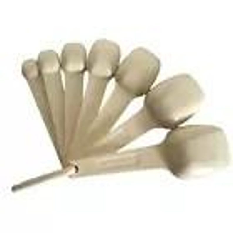 Tupperware Measuring Spoons COMPLETE SET 7 W/ D Ring Almond Beige ...